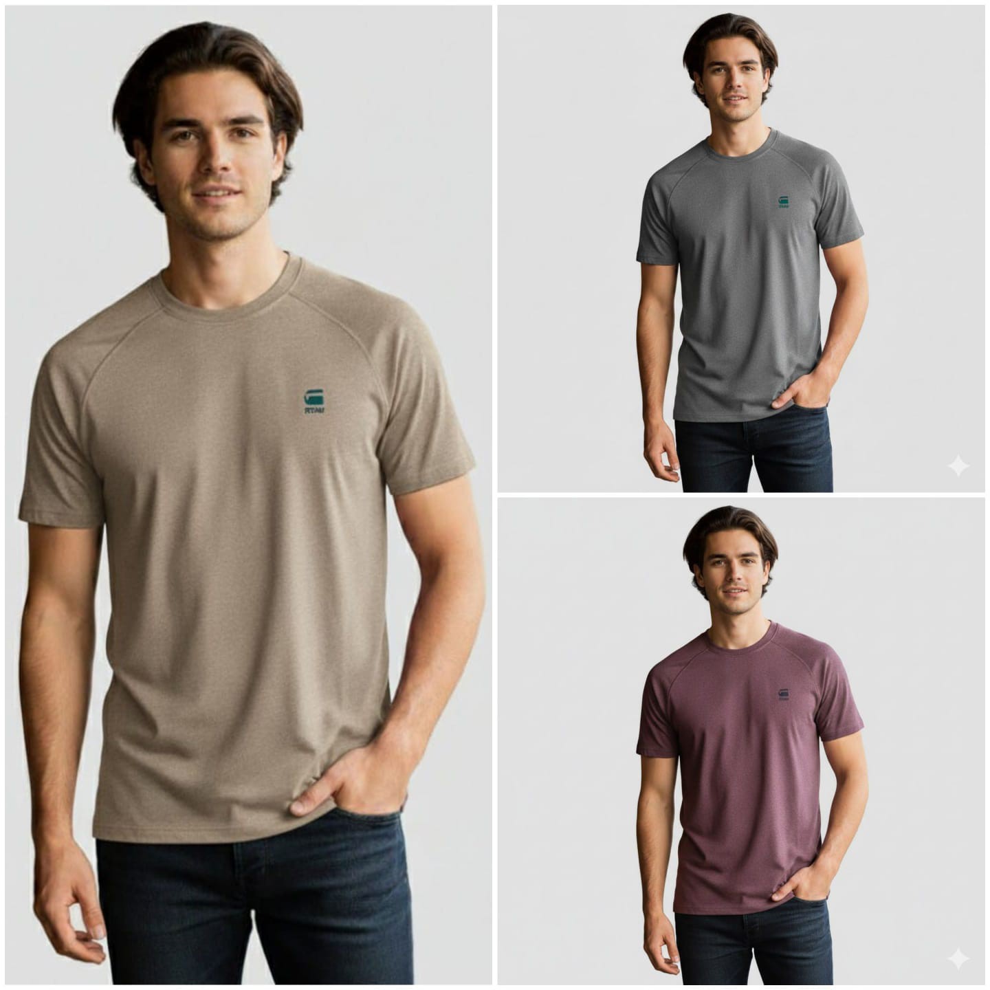 G Star Raw T Shirt (Ash,Maroon,Brown) || 1118